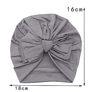 Bestjybt 6 Pcs Baby Turban Knot Hats Infant Toddler Hospital Hat Cotton Head Wrap (Big Bow) Multicolor