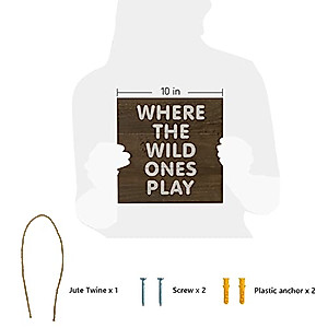 HAMUIERS Where the Wild Ones Play Sign - Playroom Decor for Kids, Woodland Nursery Decor, Rustic Wood Toddler Room Wall Decor Hanging Sign for Kids Bedroom Decor, Baby Nursery Gifts