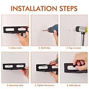 LIGHT DUST Adhesive Small Shelf for Wall - No Drill Black Metal Shelves with Lip Set of 2 Narrow Short Size - Wall Mount Storage Floating Display Rack for Kitchen Bathroom Dorm Apartment Office