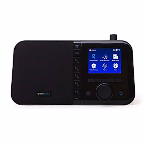 Grace Digital Mondo Elite Smart Internet Radio, Bluetooth, Wi-Fi, 7-Day Alarm – Microphone-Free (Black)