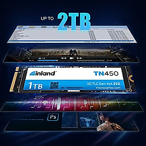 INLAND TN450 Internal Gaming PC NVMe SSD 1TB PCIe 4.0 M.2 GEN4 x 4 2280 Solid-State Drive, Up to 5,000 MB/s, 3D TLC NAND