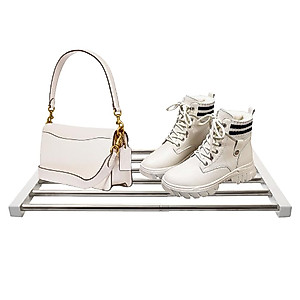 Hershii Adjustable Closet Shelf Wardrobe Rail Metal Hanging Rod Storage Rack Extendable Clothes Divider Separator Organizer for Cabinet Cupboard Kitchen Bathroom, (13.77''-23.62'') X 14.17''