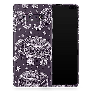 DesignSkinz Purple Sacred Elephant Pattern Protective Vinyl Decal Wrap Skin Cover Compatible with The Samsung Galaxy S20 (Screen Trim & Back Glass Skin)