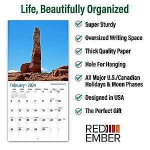 RED EMBER D'ck Pics in Nature 2024 Wall Calendar 12 Month | 12" x 24" Open | Thick & Sturdy Paper | Giftable | Calendar 2024
