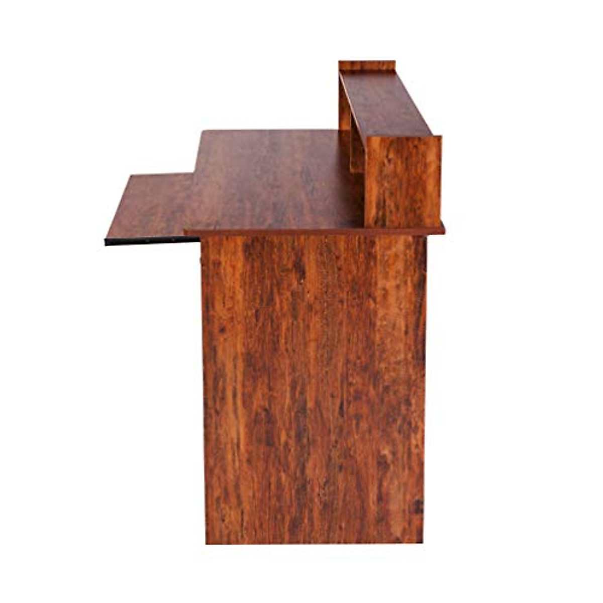 OneSpace Essential Computer Desk, Hutch with Pull-Out Keyboard, Golden Cherry