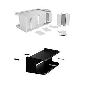 Wall Double-Layer Shelf Bedside Shelf Organizer Storage Shelves Bracket Abs Plastic Bedside Shelf Caddy Basket Pocket Organizer Office Mount Bedroom,Dorm (Black)