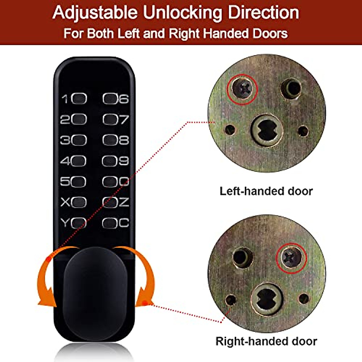 Keyless Entry Door Locks with Keypads Deadbolt, Mechanical Combination Latch Door Lock with Handle, Waterproof Keyless Sliding Door Lock, Digital Code Gate Front Door Lock Set with Door Knob (Black)