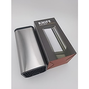 BOWONG Universal Knife Block, Stainless Steel Knife Holder Stand with Slots for Scissors and Sharpening Rod, Rectangular Knife Storage Stand Safe and Detachable for Easy Cleaning