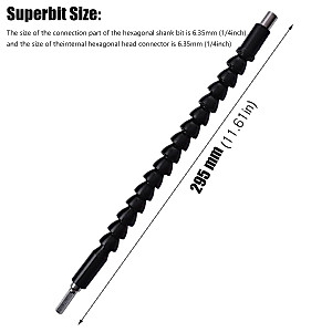 Superbit,Flexible Drill Bit Extension from any Angle,Super Bit Screwdriver Flexible Bends and Twists 360 degrees,Bendable Superbit Tool Shaft (2pcs,Black)