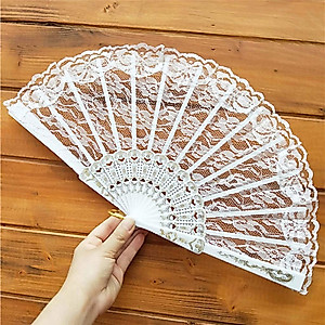 Handmade Folding Fan Chinese Style Lace Hand Held Folding Fan Dance Party Wedding Hand Fan Cool Bamboo Flower Folding Fan Handheld Fan (Color : Yellow)