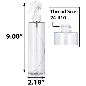 JUVITUS Clear 12 oz Professional Cylinder PET Plastic Bottles (BPA Free) White Trigger Spray (6 Pack)