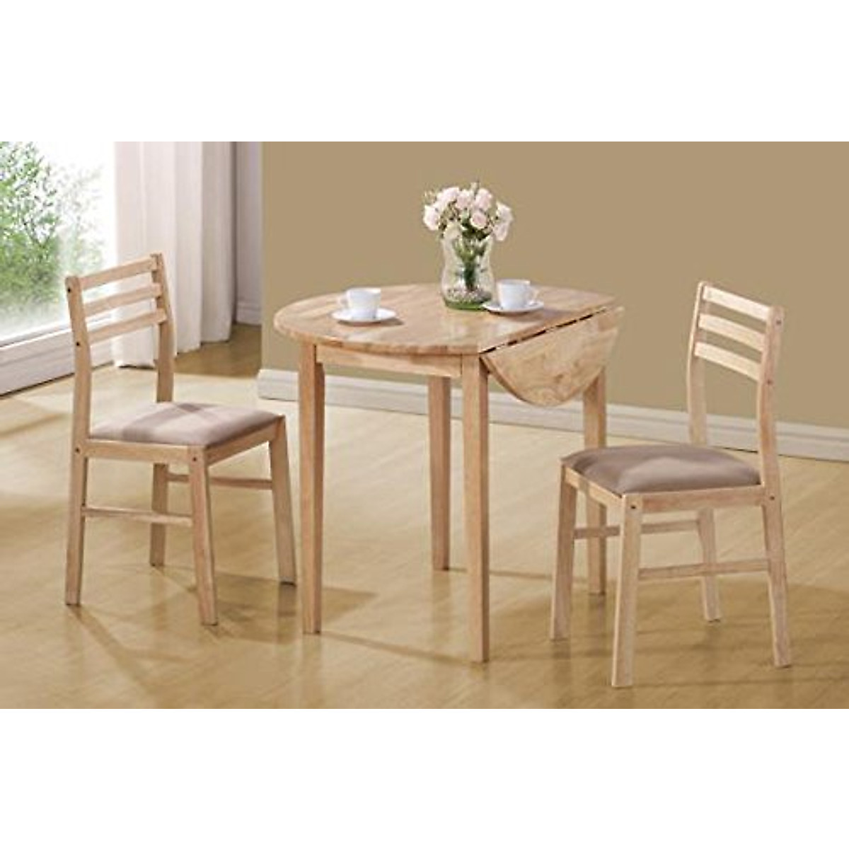 Coaster 3-Piece Dining Set with Drop Leaf Beige and Natural