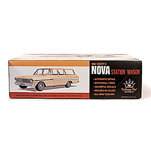 Round 2 Unknown AMT 1963 Chevy II Nova Station Wagon Craftsman Plus Series 1:25 Scale Model Kit, White