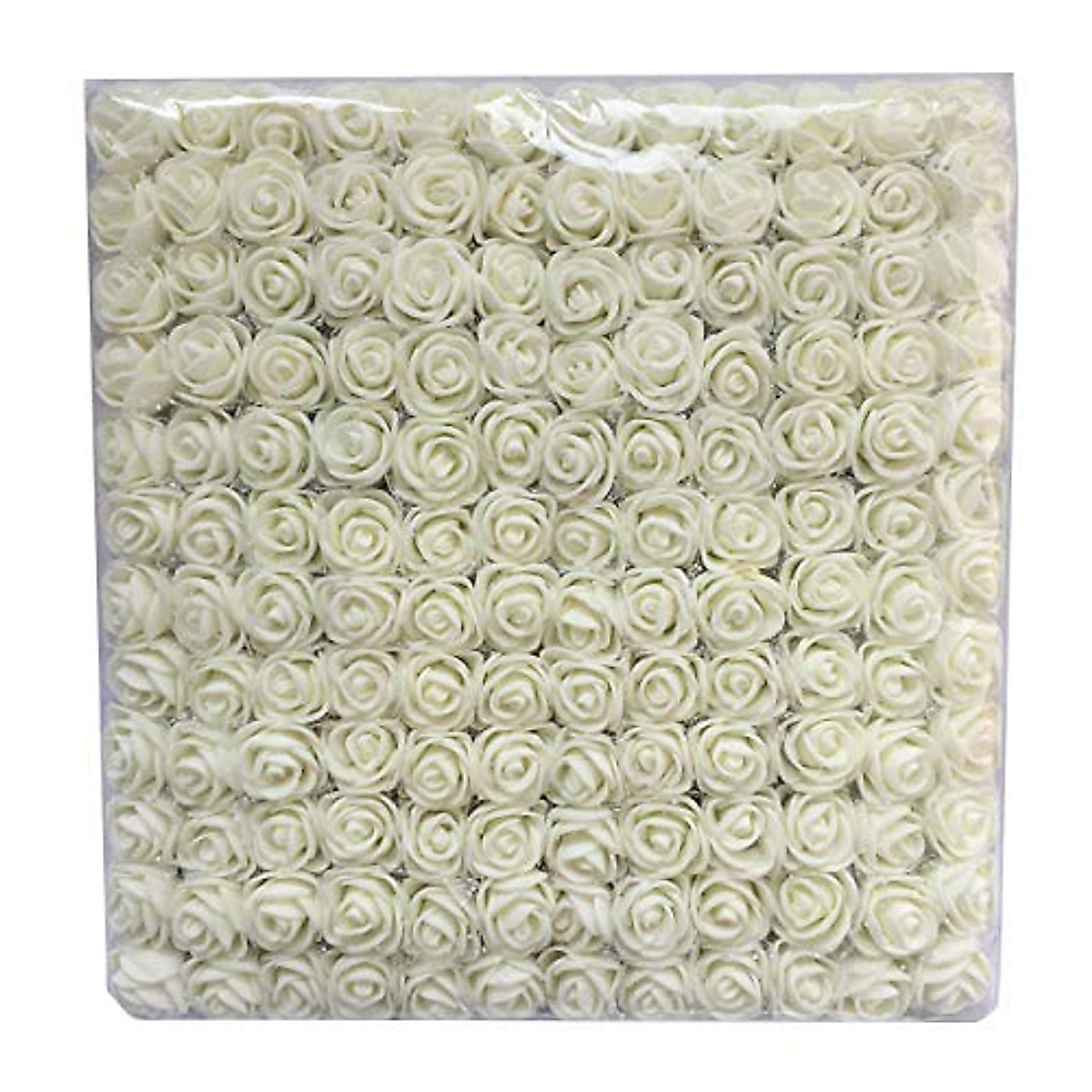 Charmly Mini Fake Rose Flower Heads 144pcs Little Artificial Roses DIY Flowers Accessories Home Wedding Party Craft Art Decor Bottom add Gauze Milk White