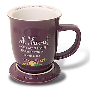 Cathedral Art Abbey Gift (Abbey & CA Gift) 14oz Purple Floral Friend Mug with Matching Coaster