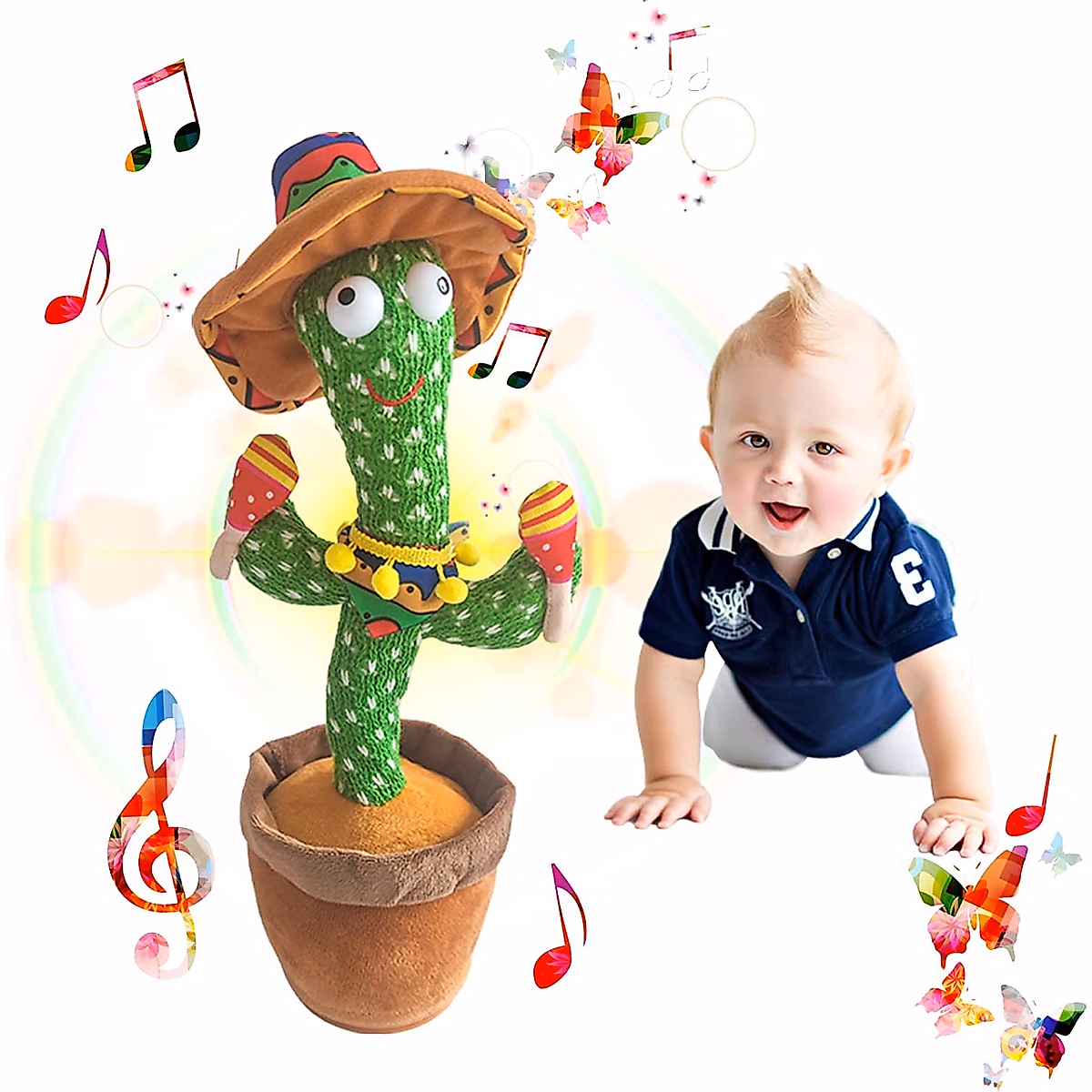 Vocloud Dancing Cactus Talking Cactus Baby Toys-Infant Tummy Time Toys for for 0-6 Months 6-12months 1 Year Old,Recording,Repeats What You say, Baby boy Girl Gifts