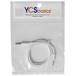 YCS Basics White 3 Foot 3.5mm Male to Male 4 Conductor Aux/Headphone Cable