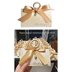 ZJSXINDI 15 Pcs Favor Boxes Gift Wrap Boxes White Gift Box 5"x 3" For Party Favor, Weddings, Bridal Showers, Bridesmaids... Gift Wrap Boxes Bulk for Crafting (champagne ribbons)