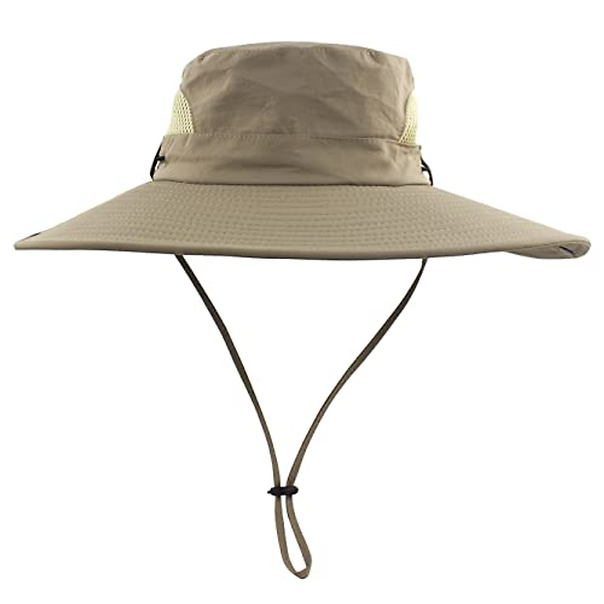 Muryobao Mens Sun Hat Summer Outdoor UPF50+ UV Protection Waterproof Wide Brim Bucket Hats Foldable Boonie Cap for Fishing Hiking Garden Beach Safari Beige