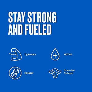 Collagen Protein Bars, Vanilla Shortbread, 11g Protein, 12 Pack, Bulletproof Grass Fed Healthy Snacks, Made with MCT Oil, 2g Sugar, No Added Sugar