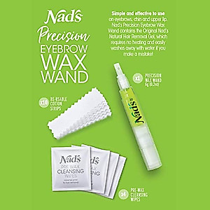 Nad's Eyebrow Shaper Wax Kit Eyebrow Facial Hair Removal Delicate Areas Cotton Strips, Cleansing Wipes, 0.2 Ounce (Pack of 1)
