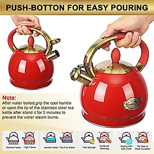 3Quart Whistling Tea Kettle Classic Teapot Stainless Steel Teakettle with Cool Grip for Stovetop