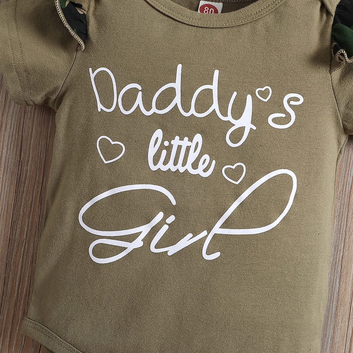 AMAWMW Daddys Little Girl Baby Clothes Ruffle Short Sleeve Romper Camo Bloomers Headband Newborn Infant Baby Girl Summer Outfit (Green, 0-6 Months)