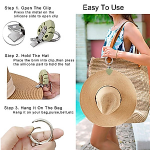 Hat Clip for Travel on Bag, Multifunctional Hat Clip for Traveling Bags, Backpack, Tote, Luggage, Travel Gift for Women Leaf-Green