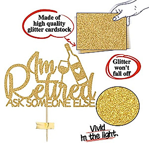 Cos mos I'm Retired Cake Topper - The Legend Has Retired Cake Decoration - Happy Retirement Party Decorations Supplies(Gold)