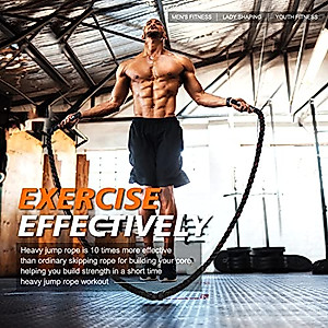 HPYGN Weighted Heavy Skipping/ Jump Rope 9.2ft 2.8LB for fitness, Exercise, boxing Gym Training, Home Workout, Improve Strength and Building Muscle, Total Body Workout Equipment for Men
