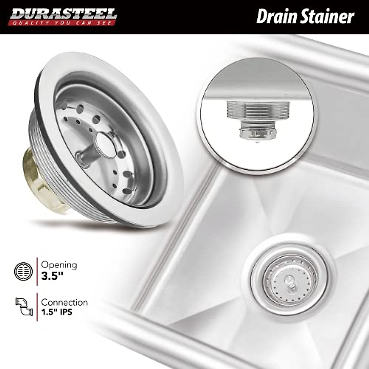 DuraSteel Small Commercial Slop Sink - 18" x 18" Inner Prep Sink - Single Bowl Stainless Steel Utility Sink with No Lead Faucet - CEC & NSF Certified - For Restaurant, Kitchen, Laundry, Garage