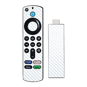 MightySkins Carbon Fiber Skin Compatible with Amazon Fire TV Stick 4K Max - Solid White | Protective, Durable Textured Carbon Fiber Finish | Easy to Apply and Change Styles | Made in The USA