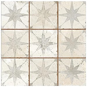 SomerTile FPEHMSW Harmonia Kings Star White 13" x 13" Ceramic Floor and Wall Tile