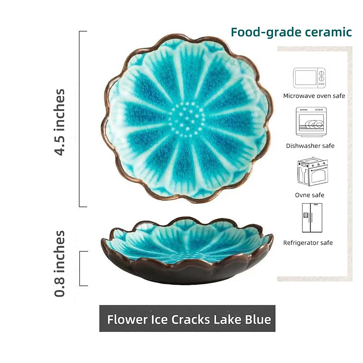 Ceramic Spoon Rest for Stove Top, Flower Cute Spoon Rest for Kitchen Counter, Cooking Spoon Holder for Kitchen Counter, Utensil Rest for Spoon Spatula Ladle or Tong, 1 PC (Ice Cracks Lake Blue)