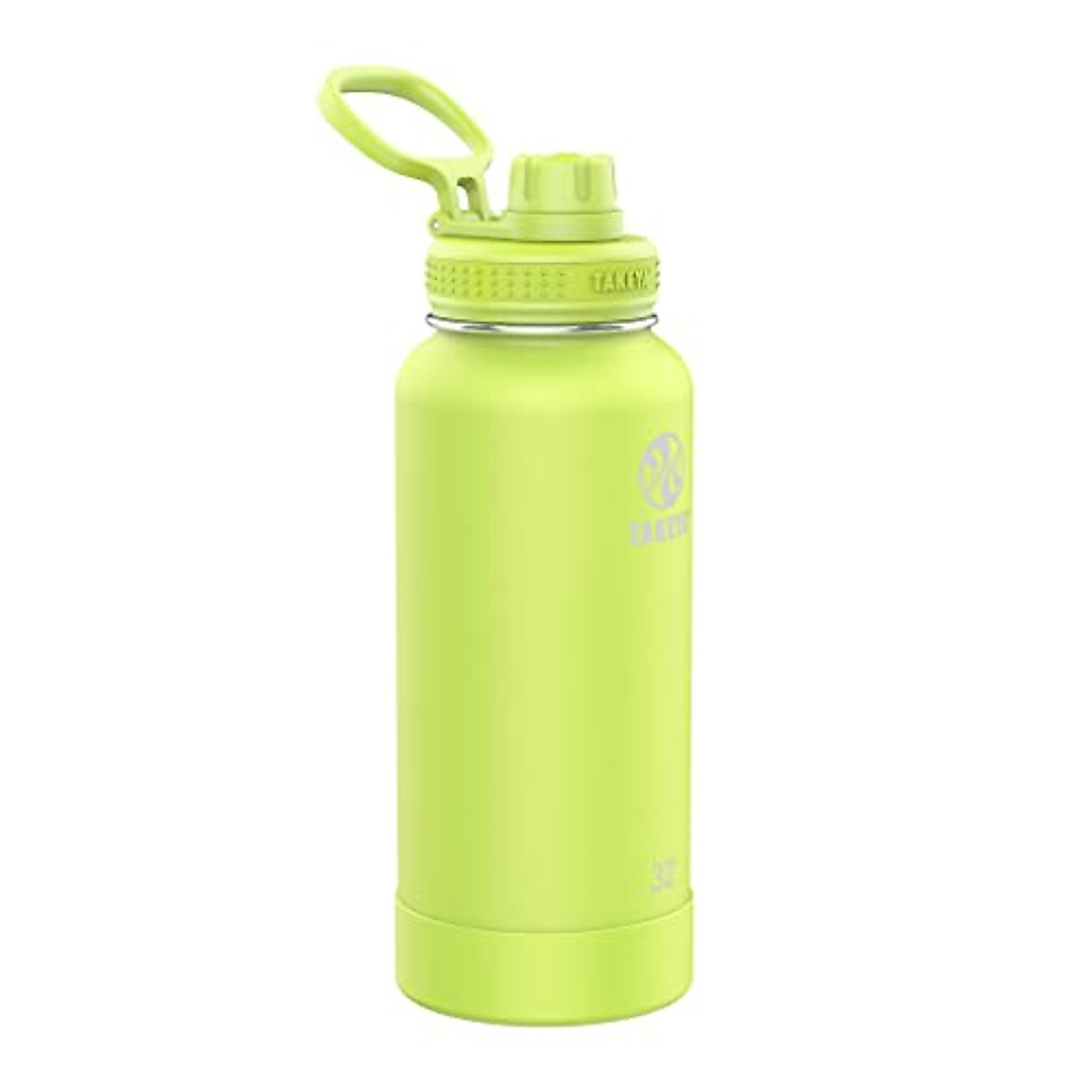 Takeya Actives Insulated Stainless Steel Water Bottle with Spout Lid, 32 Ounce, Citron Green