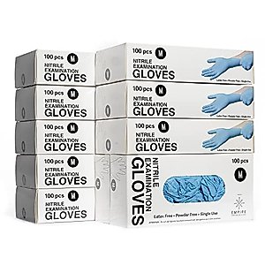 EMPIRE - Blue Nitrile Exam Gloves - Premium Grade - Non-Sterile - Powder Free - Single Use, Disposable - Latex Free - For Lab, Food Service, Home, & More - Medium - 1000 Count Case