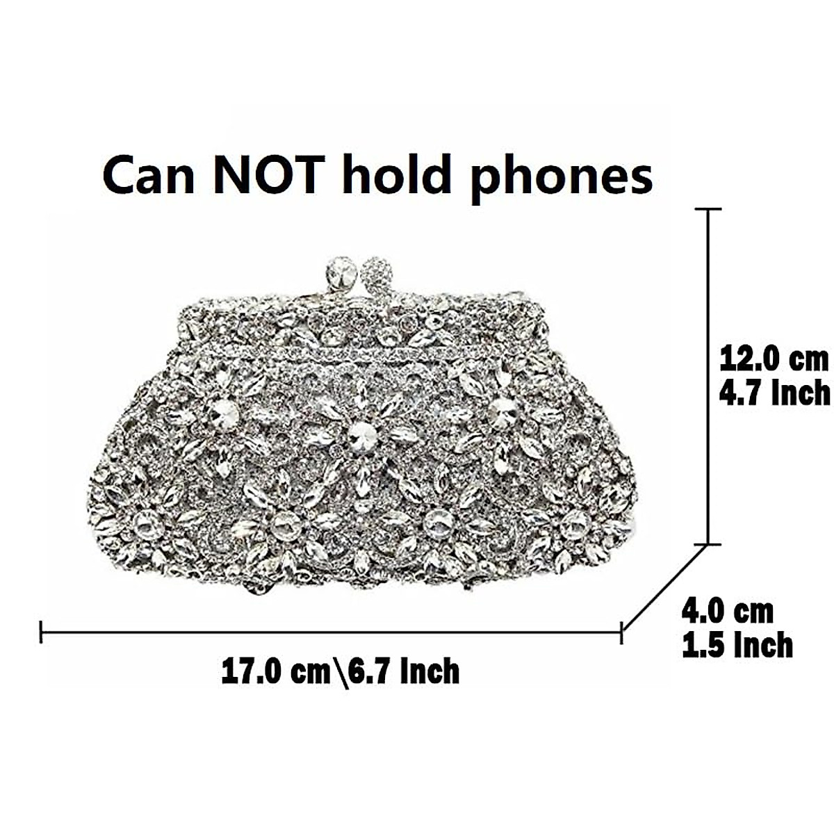 Boutique De FGG Women Crown Minaudiere Handbags Formal Evening Bags Flower Crystal Clutch Purses Wedding Clutch Bag,Mini,Brown