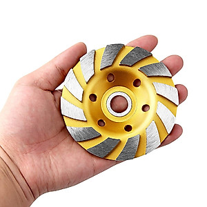 5pcs Concrete Stone Ceramic Turbo Diamond Grinding Cup Wheel,4 Inch-12 Segs Heavy Duty Angle Grinder Wheels for Angle Grinder (Yellow)