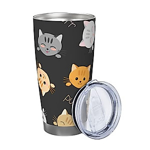 AYCZN Cute Cat Purr 20 OZ Tumbler Stainless Steel Travel Coffee Mug, Animal Kitten Insulated Water Bottle with Lid Leakproof Thermal Cup