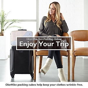 OlarHike Travel Essentials ALL INCLUDED 10 Set Sturdy Packing Cubes for Suitcases, UPGRADED Anti-Tear Stitching, NEW Improved Luggage Packing Organizers for Travel Accessories(Pink stripes)