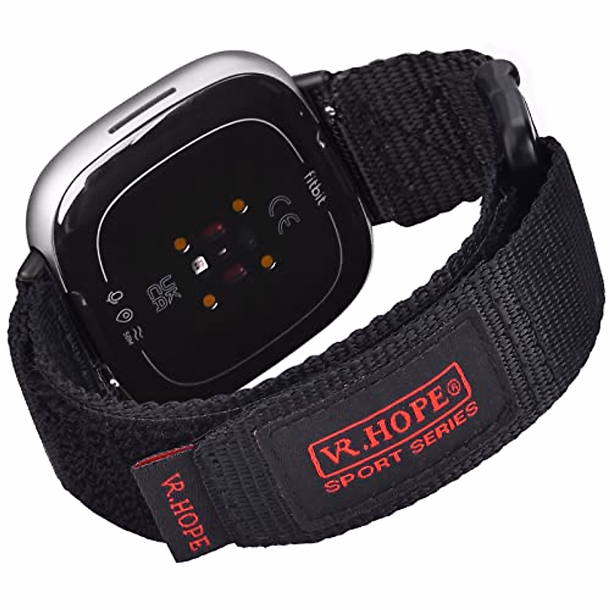 V.R.HOPE Watch Band Compatible with Fitbit Versa 3 / Versa 4 / Fitbit Sense/Sense 2 for Men, Nylon Sport Adjustable Strap Military Tactical Style Replacement Rugged Wristband (Black)