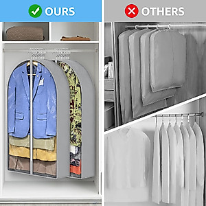 LAPPR 4 Pack 40'' Garment Bags for Hanging Clothes with 6.5'' Gusseted,Clothes Bags for Storage Hanging, Clothing Bags with Zipper Protecting Travel Suit Bags