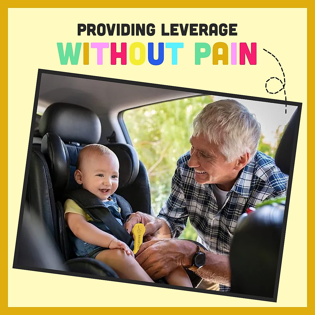 BUCKLEBEE Easy Car Seat Buckle Release Aid for Children Unbuckle Car Seat Release Tool - Car Seat Button Pusher - Car Seat Opener For Nails - Car Seat Buckle Release Tool (Yellow and Teal)