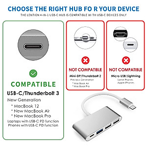 YAFIYGI USB Adapter for MacBook Air 4 in 1 USB C Hub Type C Multiport Adapter with 1USB 3.0 Ports 2 USB 2.0 87W PD Charge Compatible for MacBook Pro 13 15 16