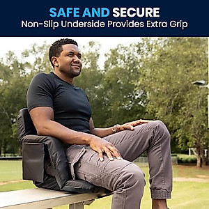 Flash Furniture Malta Portable Stadium Seat for Bleachers or Benches, Padded Stadium Chair with Backpack Straps and Storage, 265 lb. Weight Capacity, Black