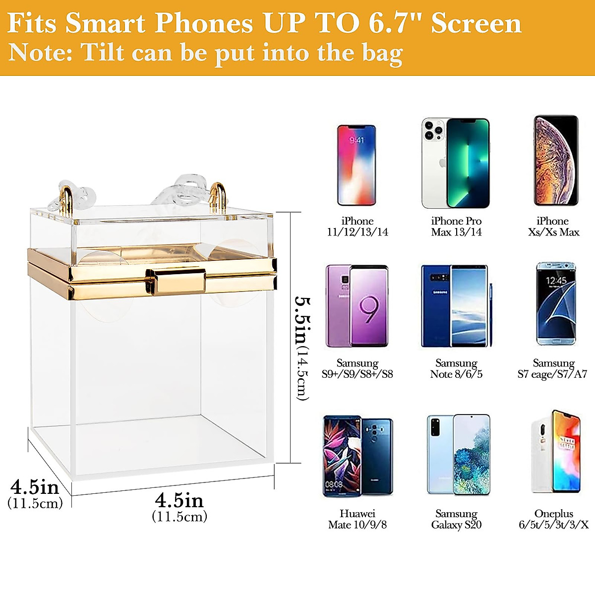 Women Acrylic Clutch Purse, Clear Square Box, Transparent Stadium-Approved Bag, Evening Party Dinner Handbag Medium