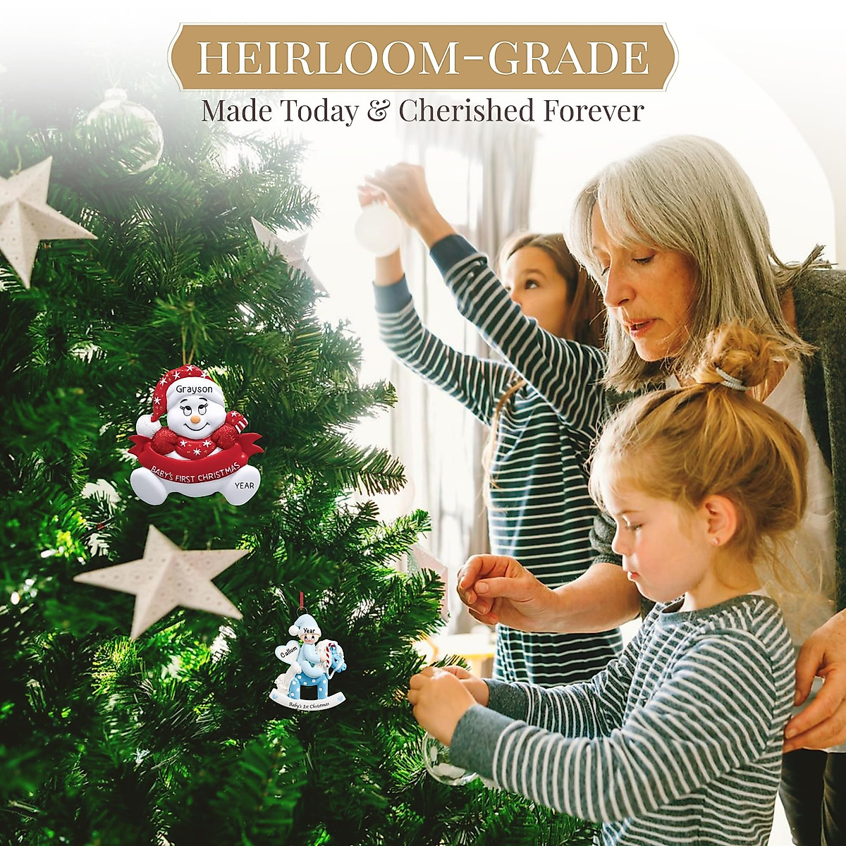 Personalized Babys First Christmas Ornament 2024 Girl – Fast & Free 24h Customization – New Baby Ornament for Tree – Custom Gift Wrapped Pink Baby Carousel 1st Christmas Ornament