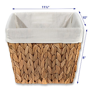 Trademark Innovations 11.5" Hyacinth Storage Basket with Handles and Fabric Liner Rectangular (Set of 4)