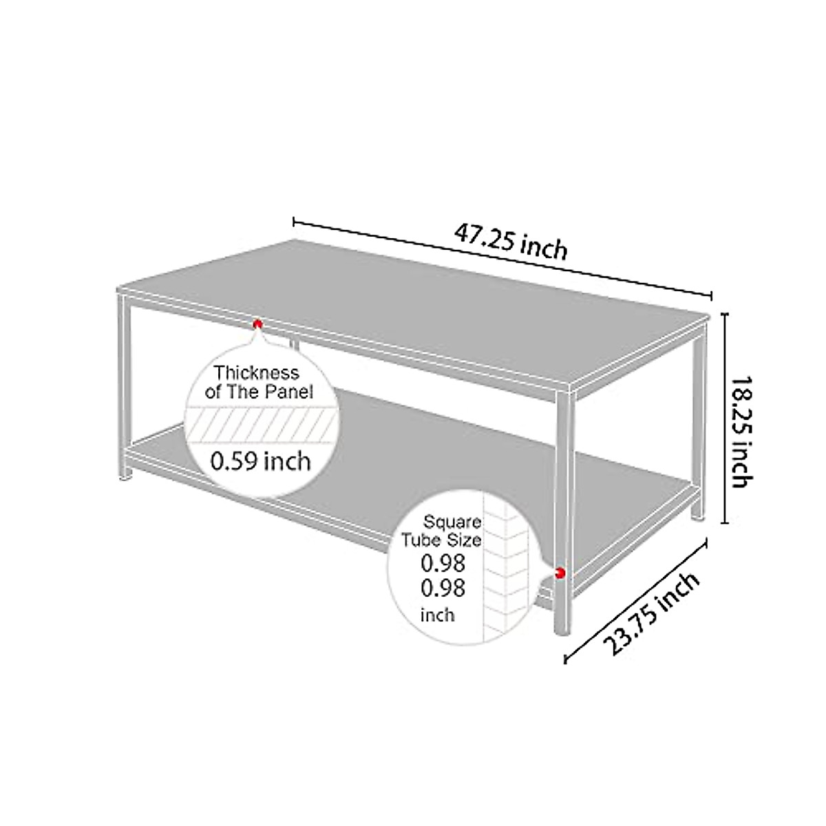 Coral Flower Washed Oak Coffee Table, Wood and Metal Rustic Cocktail Table with Open Storage Shelf, for Living Room, Light Oak