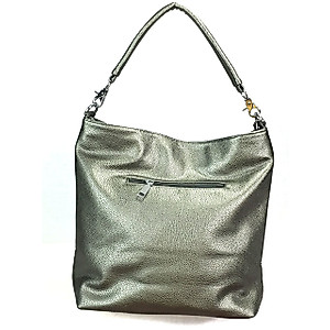 Zzfab Coin Circle Sparkle Hobo Bag with Tassel Pewter